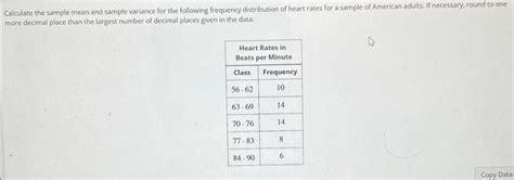Solved Calculate The Sample Mean And Sample Variance For The