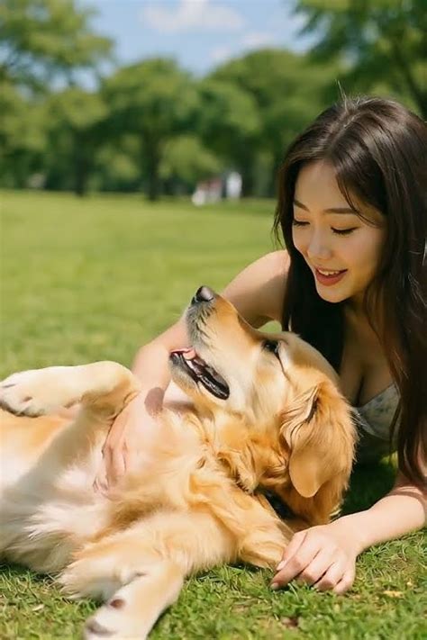 사랑스런 골든리트리버와 공원에서 Youtube