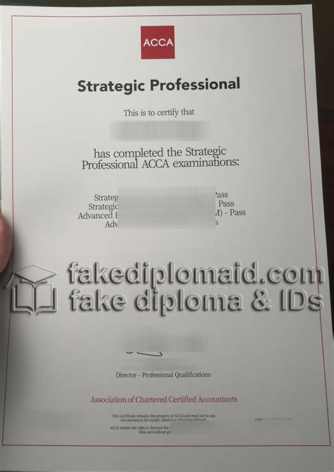 Acca Strategic Professional Certificate Replica Acca Certificates