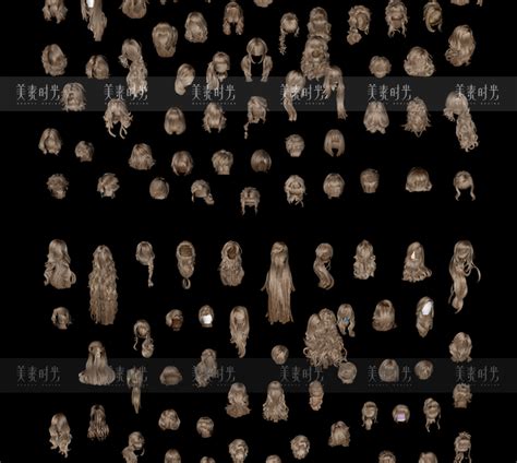 百款美少女性发型库写实人物角色头发c4d模型3d素材fbx格式 A1352 创意街 创意街