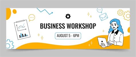 손으로 그린 비즈니스 워크샵 페이스 북 게시물 템플릿 무료 벡터