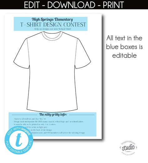 T Shirt Design Contest Flyer Template Draw T Shirt Design Etsy
