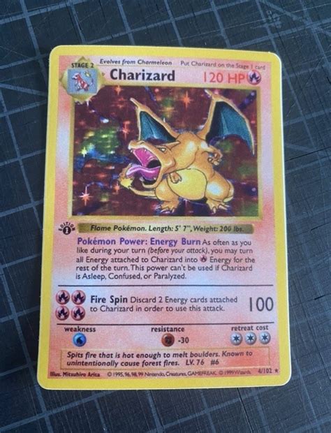 Sticker 1999 Pokemon 1st Edition Shadowless Charizard Base Setsticker