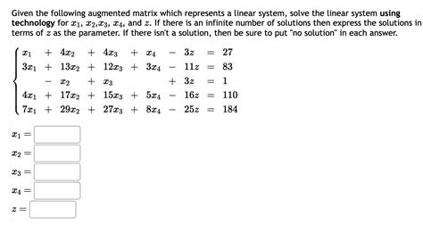 Solved Given The Following Augmented Matrix Which Represents Chegg