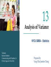 Chapter 13 Analysis Of Variance Pdf 13 Analysis Of Variance NYCU GMBA Statistics Textbook