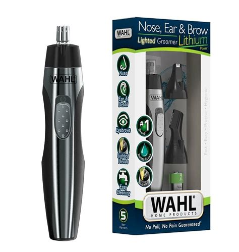Wahl 귀 코 눈썹 트리머 클리퍼 남성 및 여성용 통증 없는 눈썹 및 수염 트리머 배터리 작동식 티몬