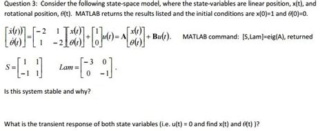 Solved Consider The Following State Space Model Where The