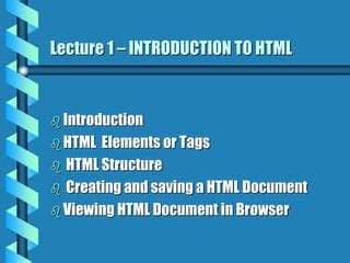 Introduction To Html 1 Pptx