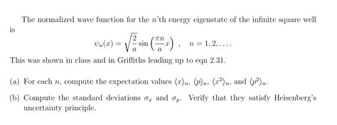 Solved The Normalized Wave Function For The N Th Energy Chegg