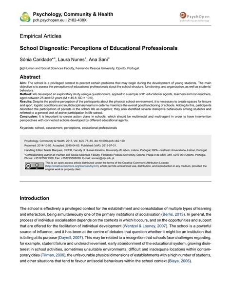Pdf Empirical Articles School Diagnostic Perceptions Of Educational