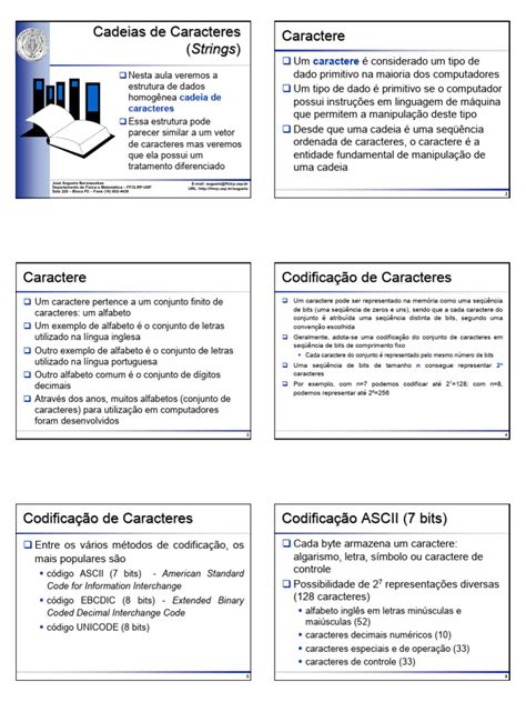 cadeias de caracteres pdf string ciência da computação números