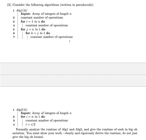 Solved 2 2 Consider The Following Algorithms Written In