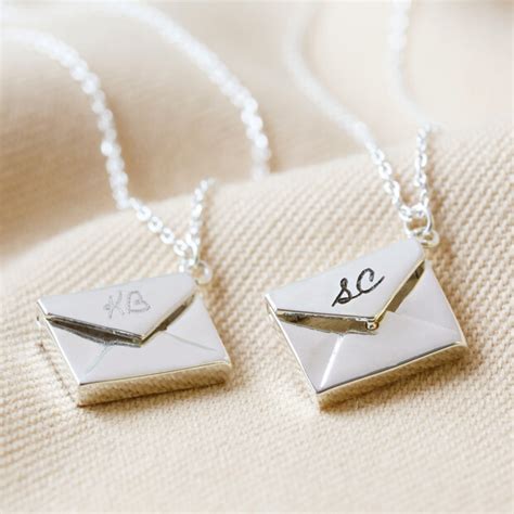 Personalised Small Silver Envelope Necklace Lisa Angel