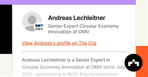 Andreas Lechleitner Senior Expert Circular Economy Innovation At Omv