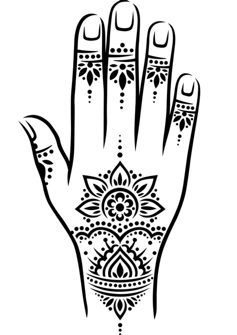 Henna Hand Coloring Page Free Printable
