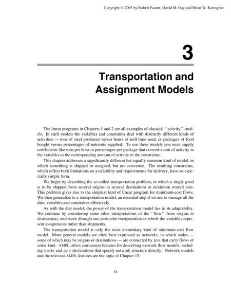 transportation and assignment models ampl
