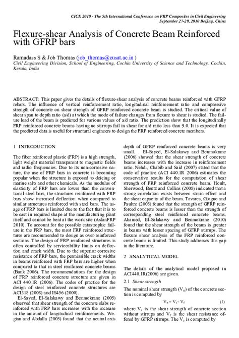 Pdf Flexure Shear Analysis Of Concrete Beam Reinforced With Gfrp Bars
