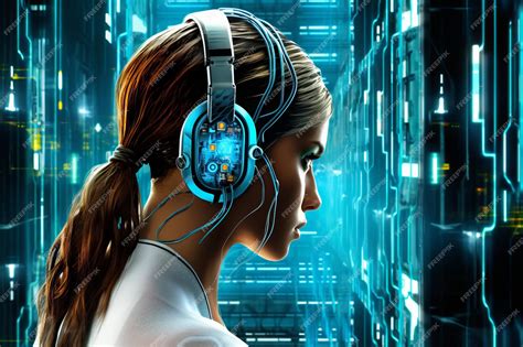 premium photo humanoid robot with artificial intelligence performing information technology task