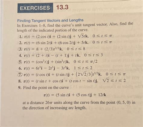 Solved EXERCISES Finding Tangent Vectors And LengthsIn Chegg