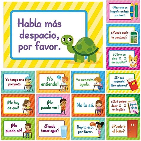 16 Pieces Spanish Poster Set Spanish Phrases Classroom Want It All