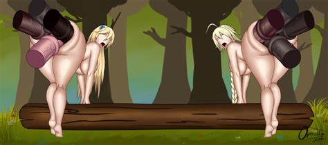 Rule 34 2girls Anal Anal Sex Anus Bent Over Blazblue Blonde Hair Braid Closed Eyes Disembodied