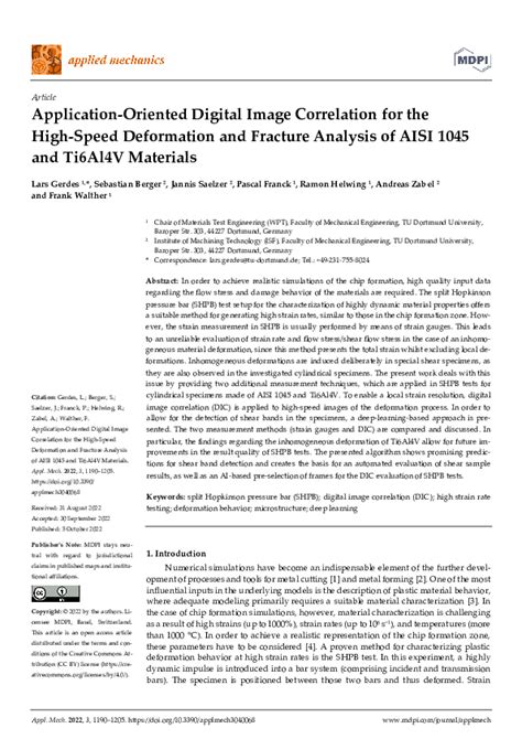 Pdf Application Oriented Digital Image Correlation For The High Speed Deformation And Fracture