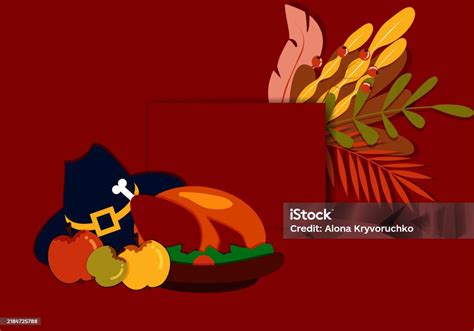 벡터 만화 평면 스타일의 텍스트와 일러스트레이션을 위한 복사 공간이 있는 행복한 추수 감사절 배경 인사말 카드 포스터 배너 포스터 표지 블로깅 판촉 항목에 대한 가을 인쇄