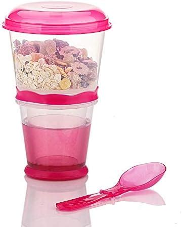 The Crunchcup Xl Blue Portable Plastic Cereal Cups For Breakfast On
