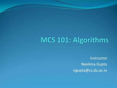 Ppt Mcs 101 Algorithms Powerpoint Presentation Free Download Id