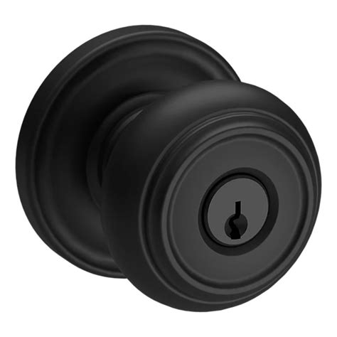 Keyed Traditional Knob And Round Rose Satin Black Baldwin Hardware