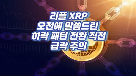 리플 Xrp 오전에 말씀드린 하락 패턴 전환 직전 급락 주의 Youtube