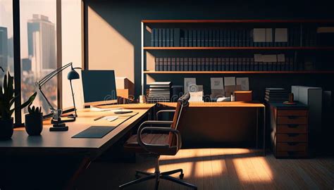 Office Interior Room Space Background Working Place Generative Ai Stock Illustration