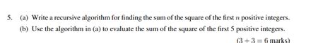 Solved A ﻿write A Recursive Algorithm For Finding The Sum
