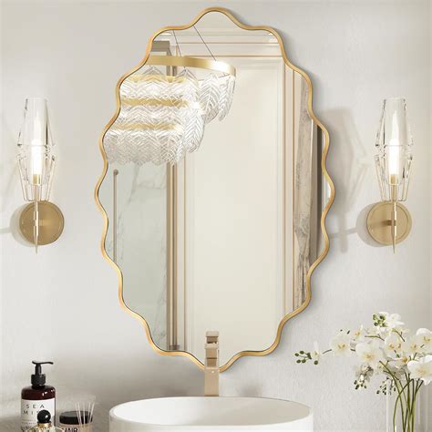 Dorlicecass Oval Wavy Mirror Irregular Wall Mirror 22x30