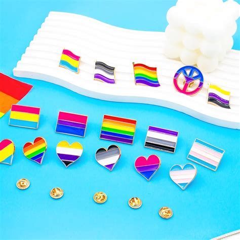 Nanafast 3pcs Lgbtq Pride Pins Heart Rainbow Pride Lapel