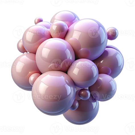 Pink Bubble Cluster Isometric Render 55328711 Png