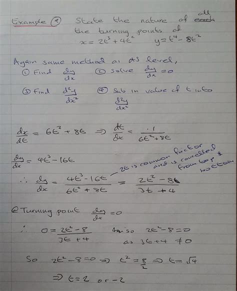 A Level Maths Notes A2 Differentiation Parametric Differentiation Part 3