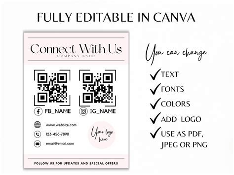 Custom QR Code Sign I Connect With Us I Follow Us Sign I Social Media Sign Printable I Editable
