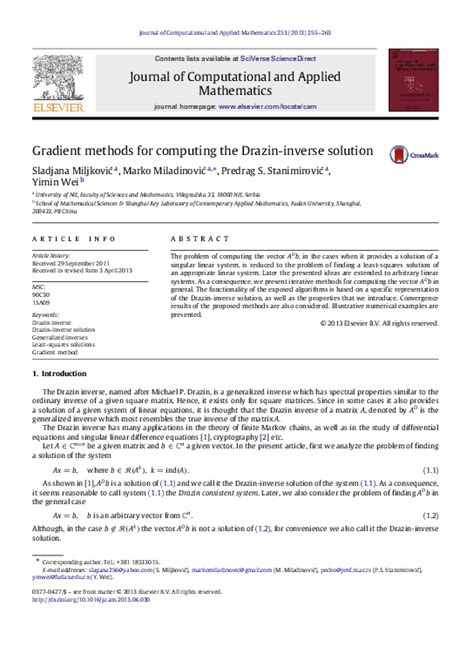Pdf Gradient Methods For Computing The Drazin Inverse Solution