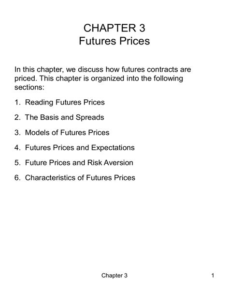 Chapter 3 Futures Prices