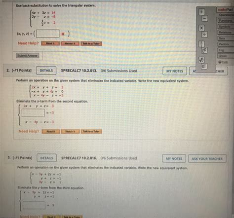 Solved Use Back Substitution To Solve The Triangular System Chegg