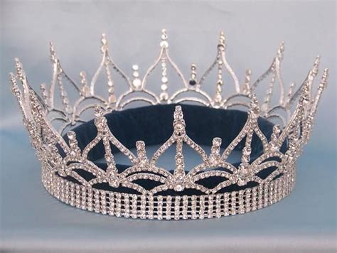 The Regency Full Rhinestone Unisex Queen King Silver Crown Crowndesigners