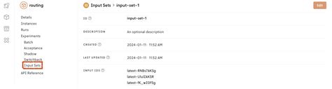 Input Sets · Nextmv Docs