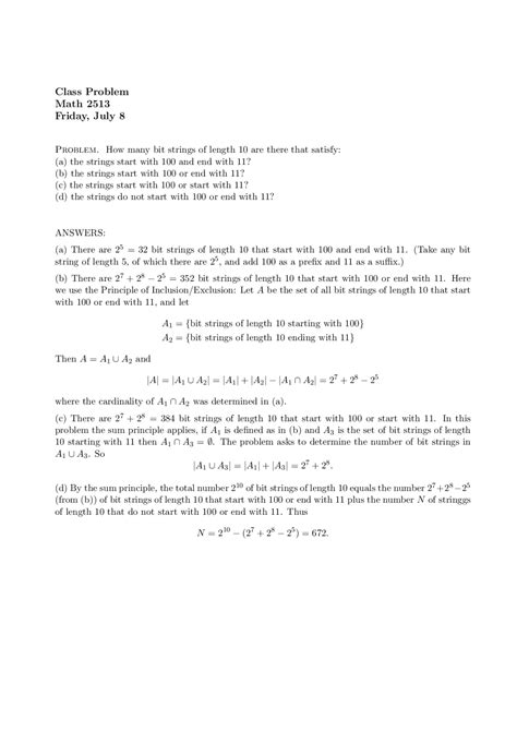 Problems With Solutions Discrete Mathematical Structures Math 2513