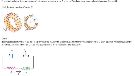 Solved A Toroidal Inductor Toroidal Solenoid With