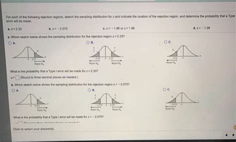 Solved For Each Of The Following Rejection Regions Sketch