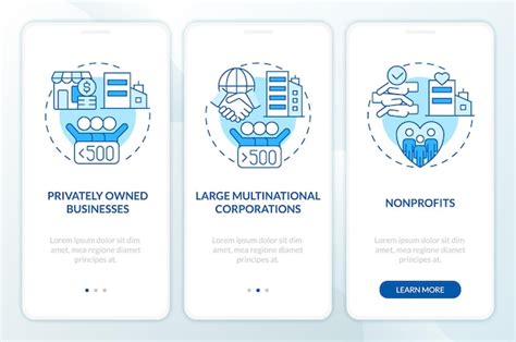 Premium Vector Companies In Private Sector Blue Onboarding Mobile App