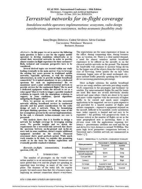 Terrestrial Networks For In Flight Coverage Pdf Antenna Radio