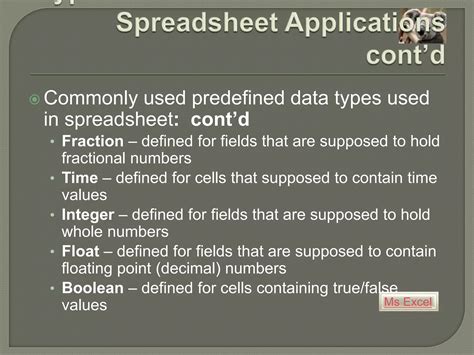 Introduction To Spreadsheet Applications Pptx
