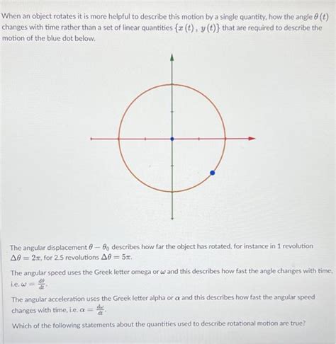Solved When An Object Rotates It Is More Helpful To Describe Chegg